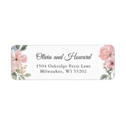 Watercolor Dusty Pink Blue Rustic Floral Label | Zazzle