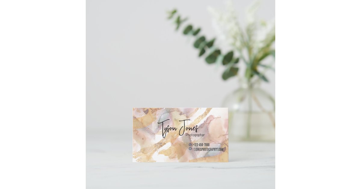 Watercolor Earth Tone Earth Tones Gold Film Business Card | Zazzle