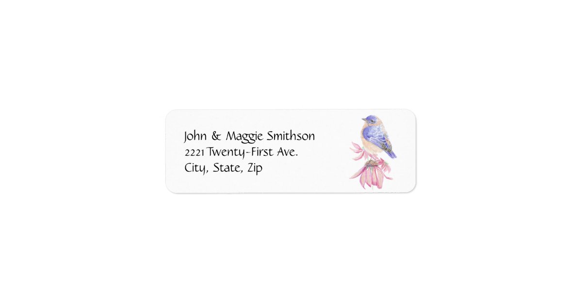 Watercolor Eastern Bluebird Blue Garden Bird Label | Zazzle