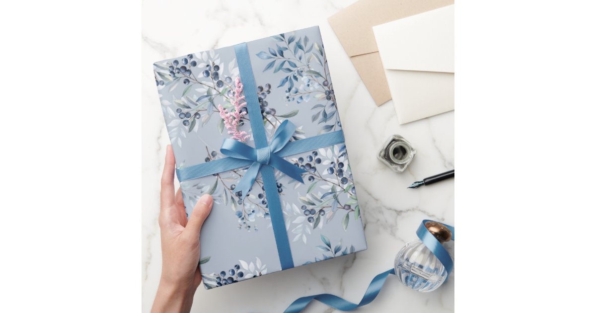 Watercolor Elegant Blueberry Wrapping Paper | Zazzle