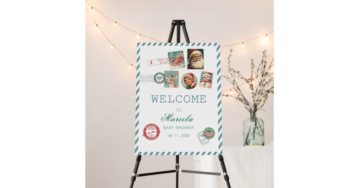 Watercolor Elegant North Pole Baby shower Welcome Foam Board | Zazzle