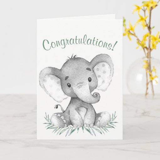 Watercolor Elephant Congratulations Card | Zazzle