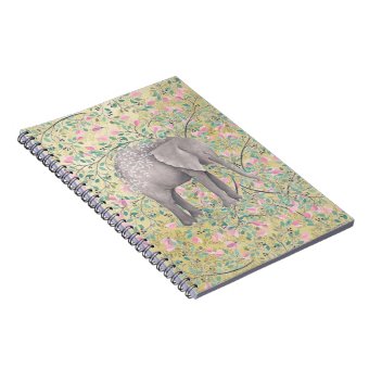 Watercolor Elephant Flowers Gold Glitter Notebook | Zazzle