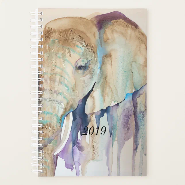 Watercolor Elephants Planner | Zazzle