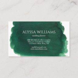 Watercolor Emerald Green Luxury Modern Business Card | Zazzle