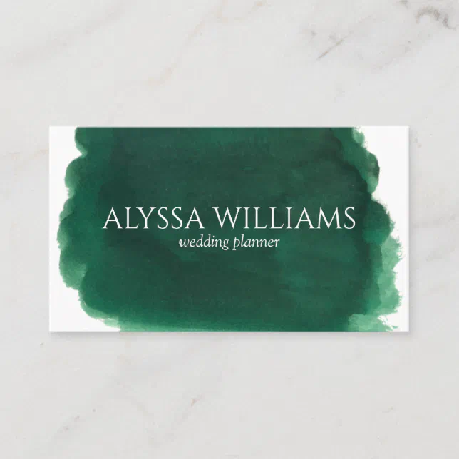Watercolor Emerald Green Luxury Modern Business Card | Zazzle