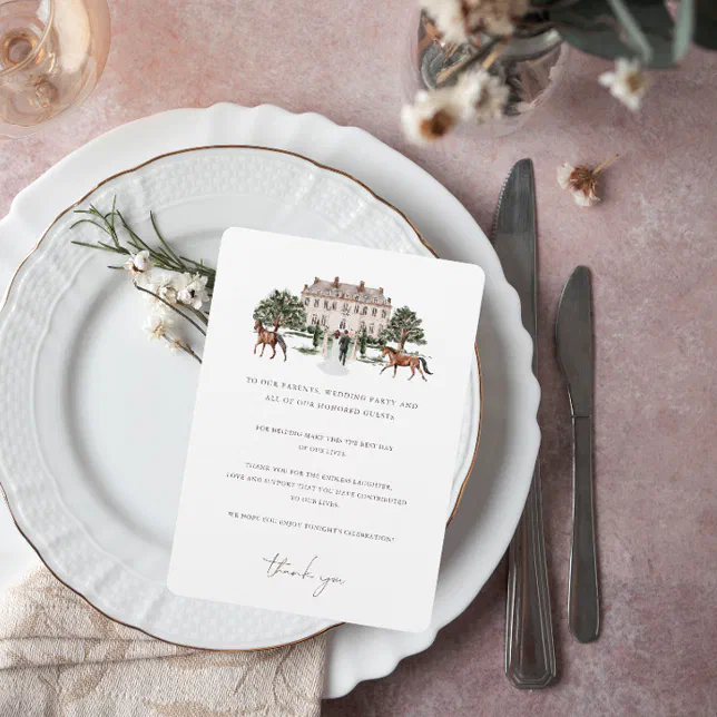 Watercolor Equestrian | Wedding Table Thank You Menu | Zazzle