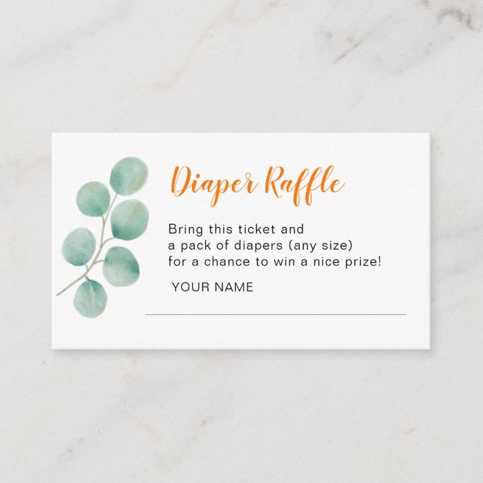 Watercolor Eucalyptus Baby Shower Diaper Raffle Enclosure Card | Zazzle.com