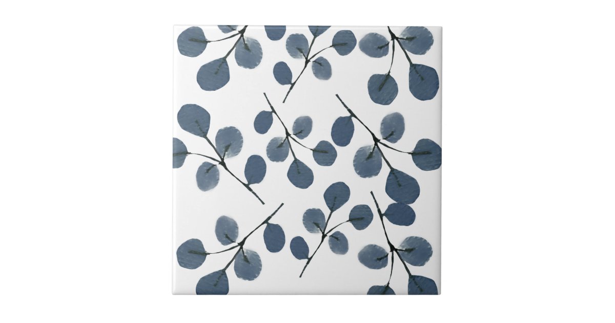Watercolor Eucalyptus Blue Botanical Hand Painted Ceramic Tile | Zazzle