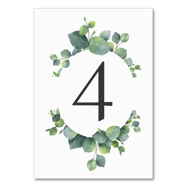 Watercolor Eucalyptus Foliage Table Number Card | Zazzle
