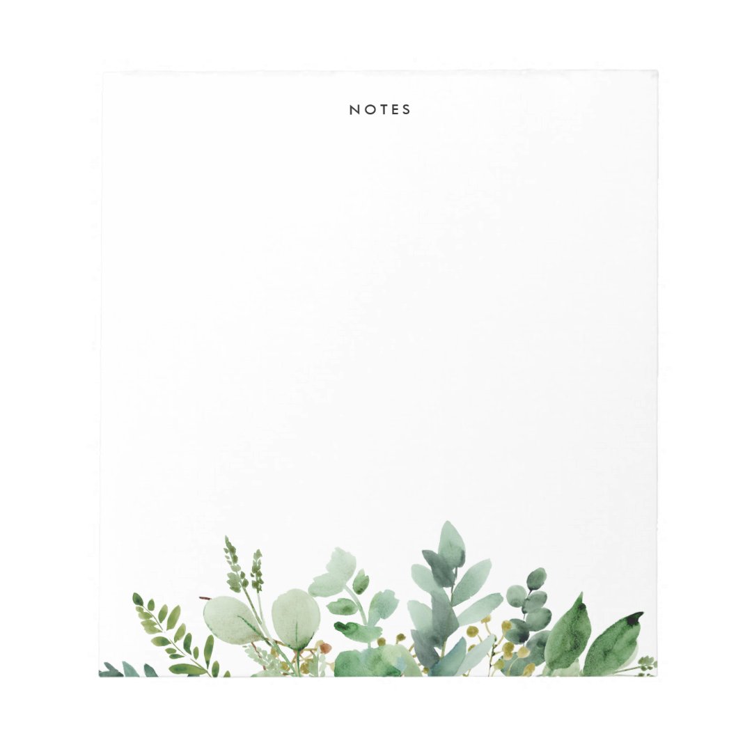 Watercolor Eucalyptus Greenery Custom Notepad | Zazzle