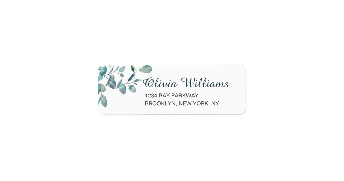 Watercolor Eucalyptus Greenery Elegant Chic Label | Zazzle
