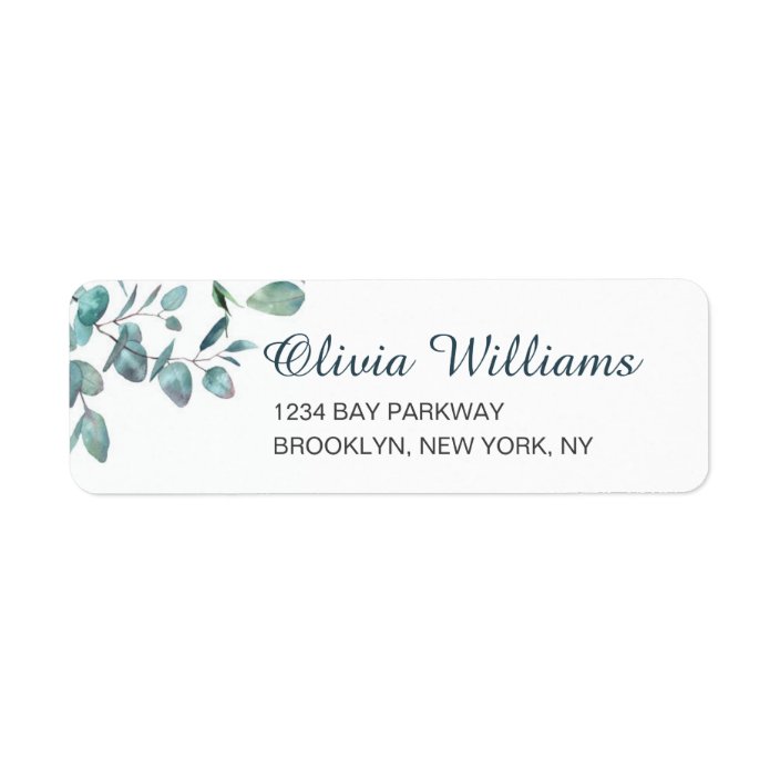 Watercolor Eucalyptus Greenery Elegant Chic Label | Zazzle.com