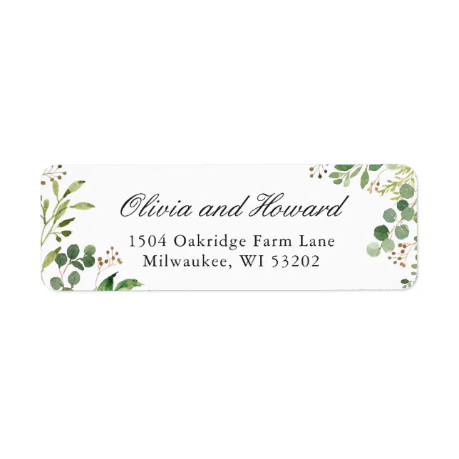 Watercolor Eucalyptus Greenery Foliage Leaves Label | Zazzle