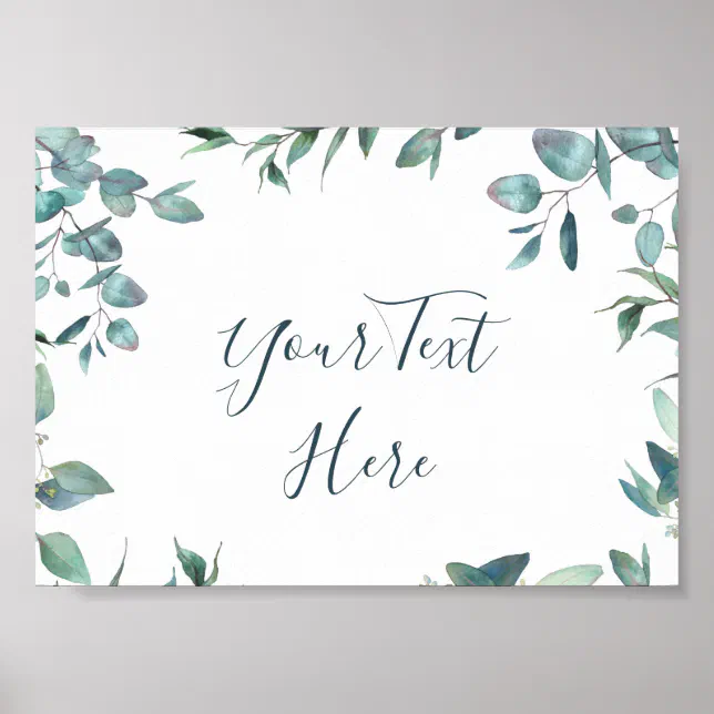 Watercolor Eucalyptus Greenery Sign Poster | Zazzle