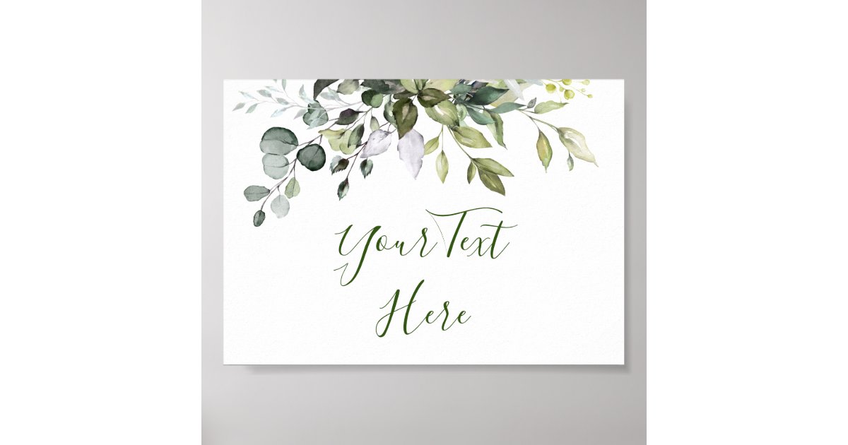 Watercolor Eucalyptus Greenery Sign Poster | Zazzle
