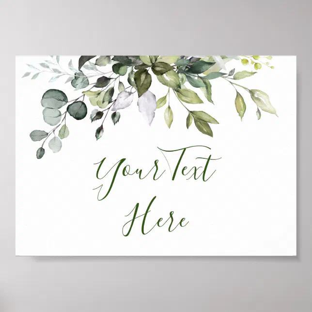 Watercolor Eucalyptus Greenery Sign Poster | Zazzle