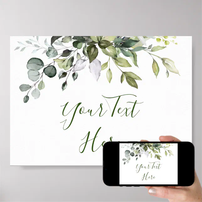Watercolor Eucalyptus Greenery Sign Poster | Zazzle