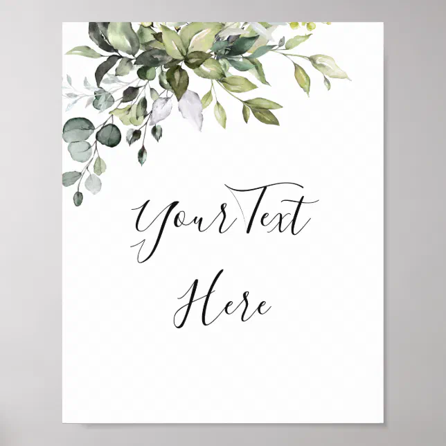Watercolor Eucalyptus Greenery Sign Poster | Zazzle