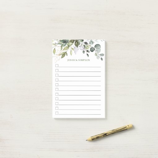 Watercolor Eucalyptus Greenery To-Do List Post-it Notes | Zazzle
