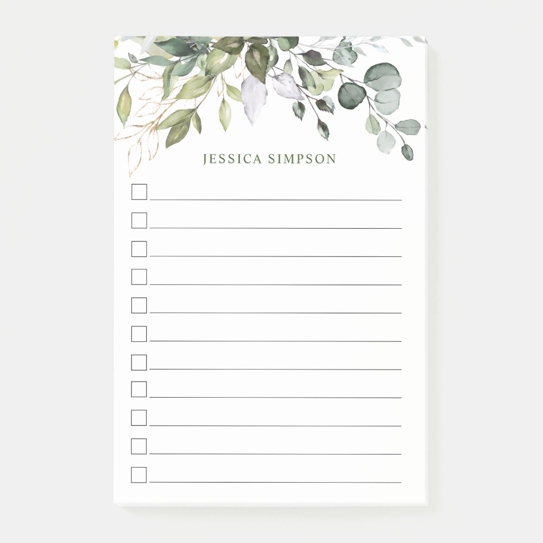 Watercolor Eucalyptus Greenery To-Do List Post-it Notes | Zazzle