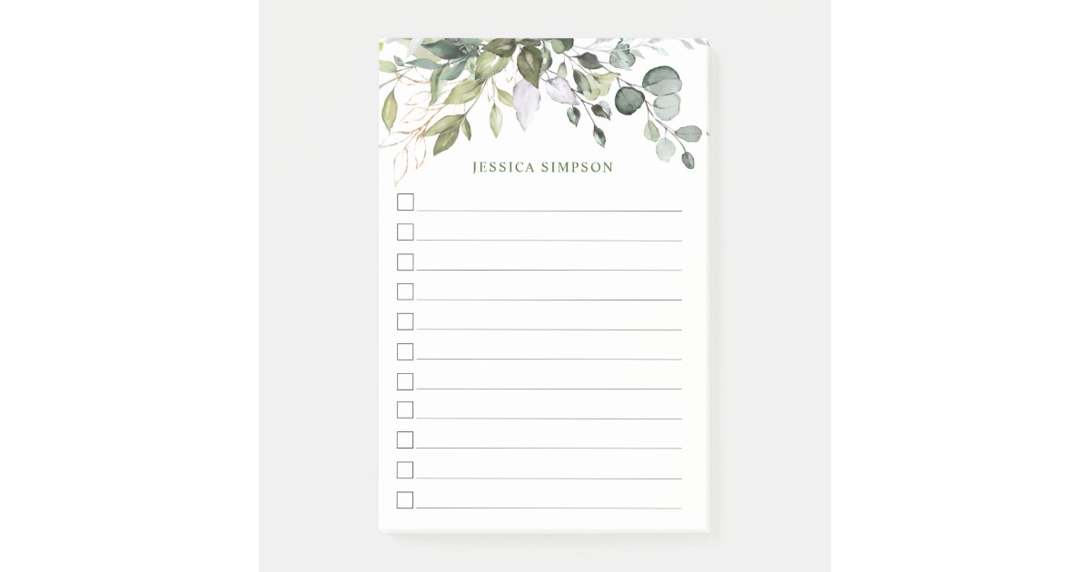Watercolor Eucalyptus Greenery To-Do List Post-it Notes | Zazzle