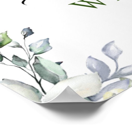 Watercolor Eucalyptus Greenery Wedding Welcome Poster | Zazzle