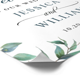 Watercolor Eucalyptus Greenery Wedding Welcome Poster | Zazzle