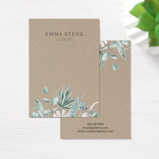 Watercolor Eucalyptus Succulent • Necklace Display | Zazzle