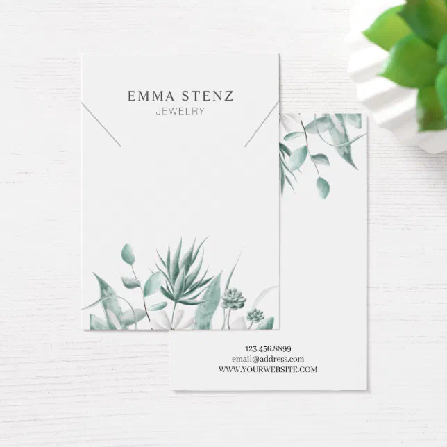 Watercolor Eucalyptus Succulent • Necklace Display | Zazzle
