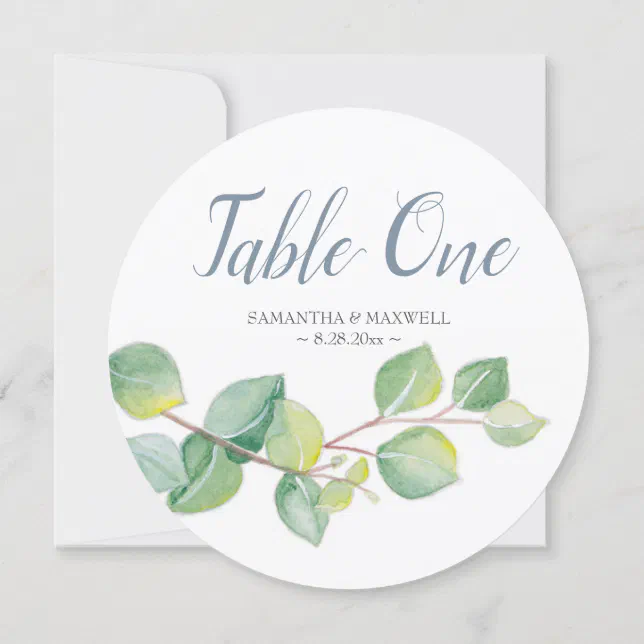 Watercolor Eucalyptus Table Number | Zazzle