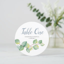 Watercolor Eucalyptus Table Number | Zazzle
