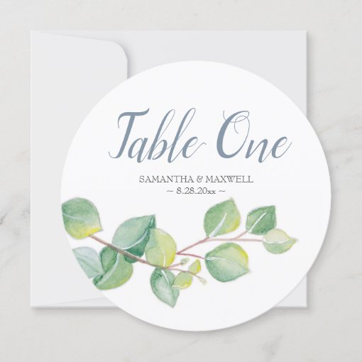 Watercolor Eucalyptus Table Number | Zazzle