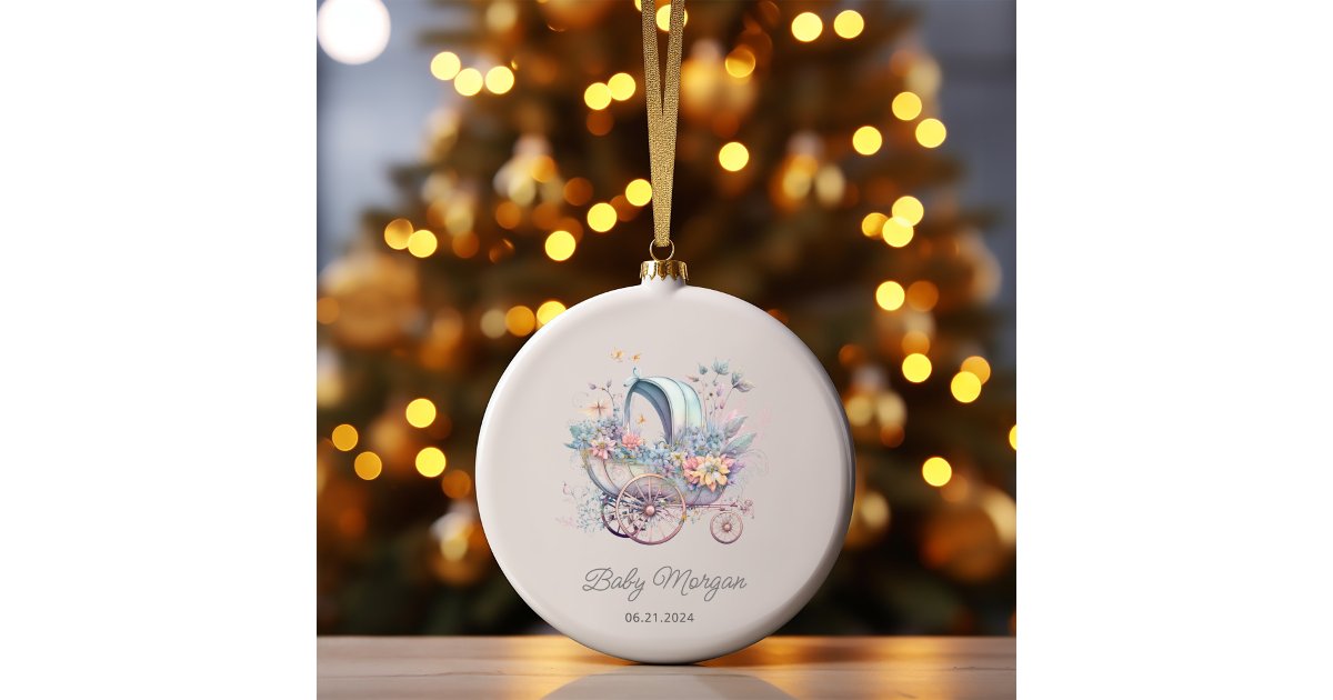 Watercolor Fairy Baby Stroller Shower Ceramic Ornament | Zazzle