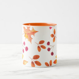 Watercolor Fall Autumn Leaves Watercolor Two-Tone Coffee Mug | Zazzle