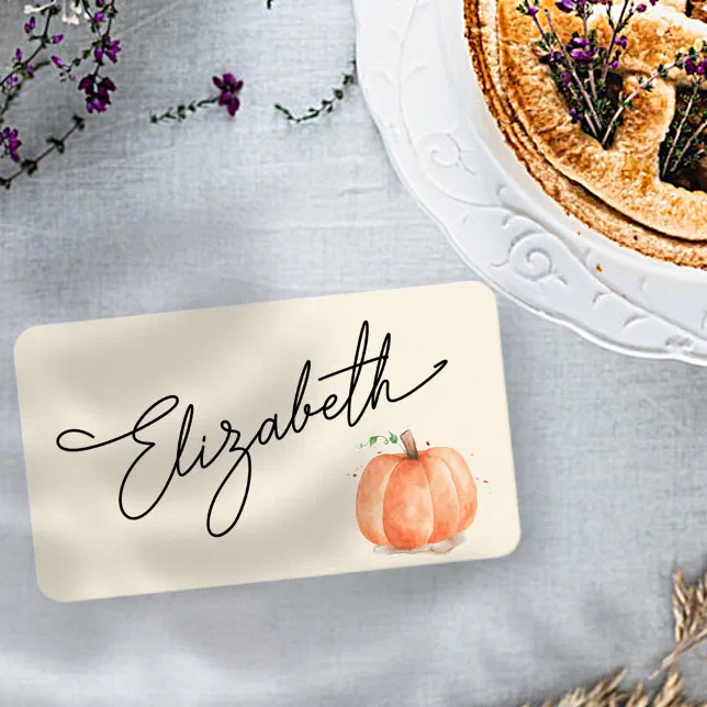 Watercolor Fall Autumn Pumpkin Thanksgiving Place Card | Zazzle