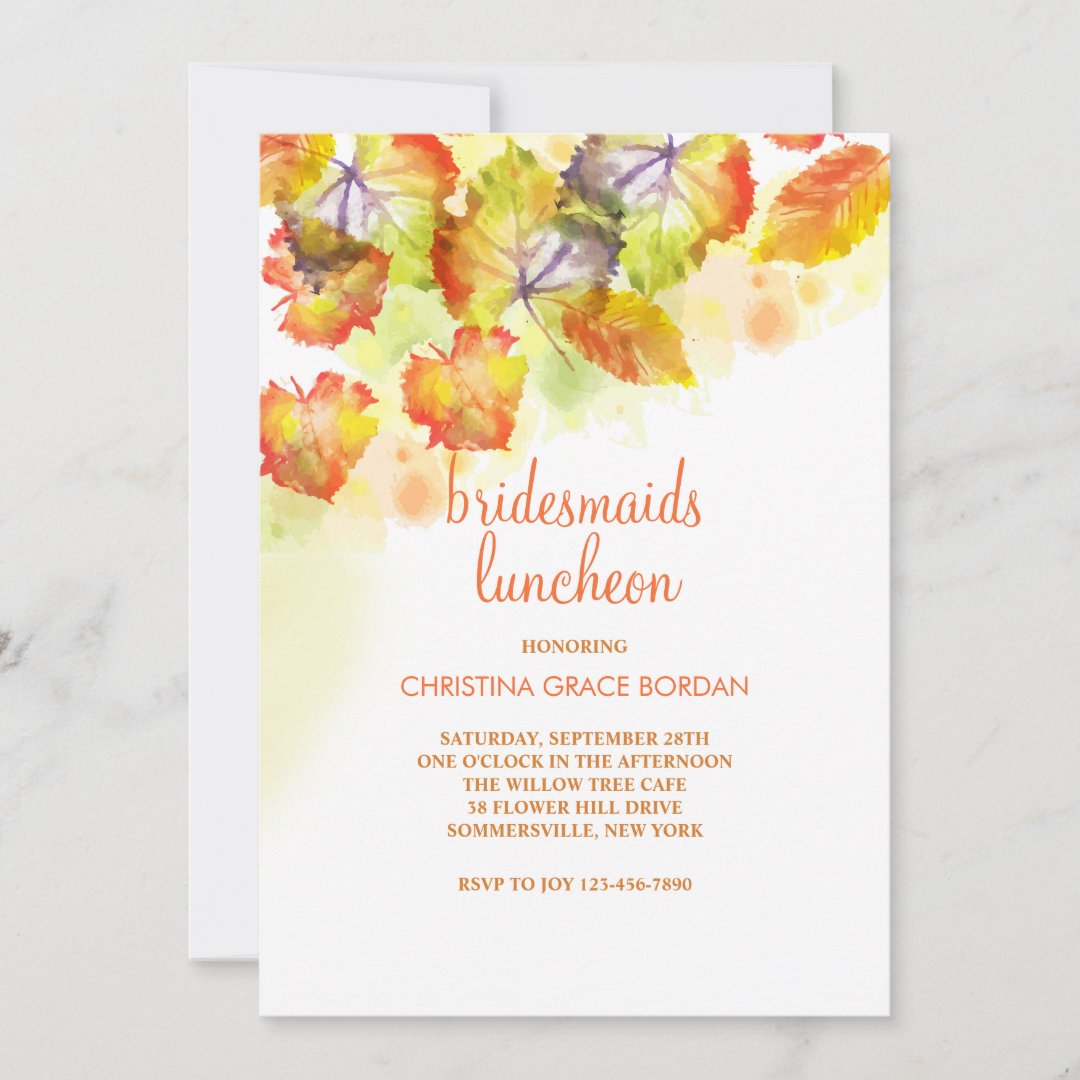 Watercolor Fall Leaves Invitation | Zazzle