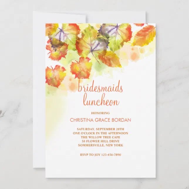 Watercolor Fall Leaves Invitation | Zazzle