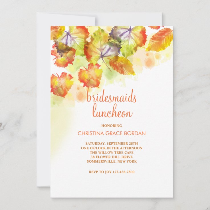 Watercolor Fall Leaves Invitation | Zazzle
