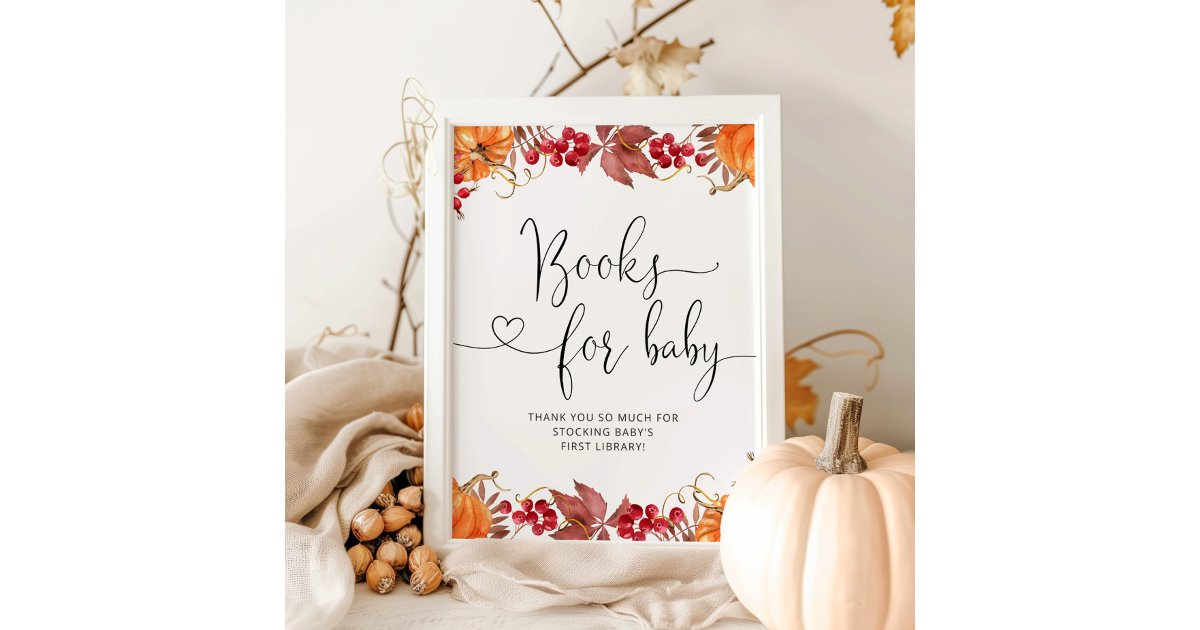 Watercolor fall little pumpkin books for baby poster | Zazzle