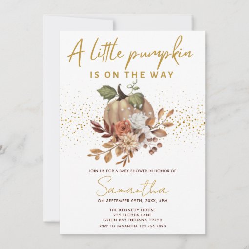 Watercolor Fall Little Pumpkin Themed Baby Shower Invitation | Zazzle