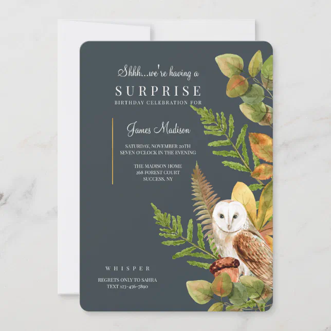 Watercolor Fall Owl Invitation | Zazzle