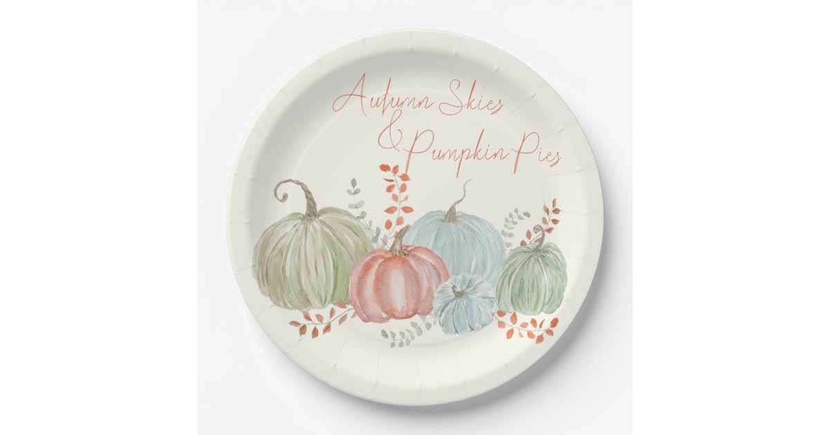 Watercolor Fall Pumpkins Paper Plates | Zazzle