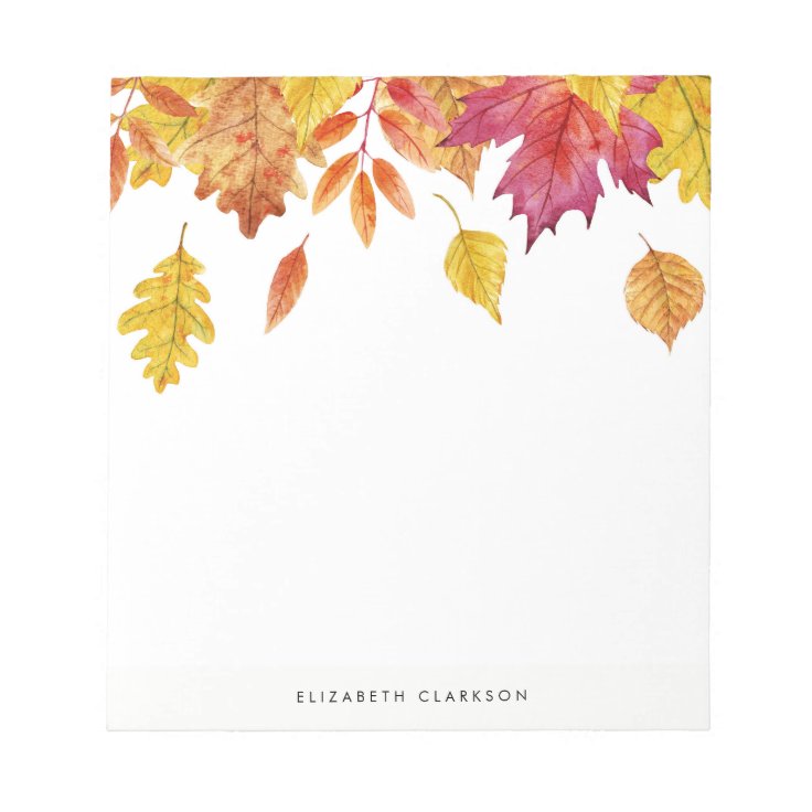 Watercolor Falling Leaves Autumn Personalized Notepad | Zazzle