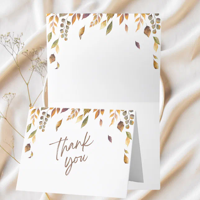 Watercolor Falling Leaves Thank You Note | Zazzle