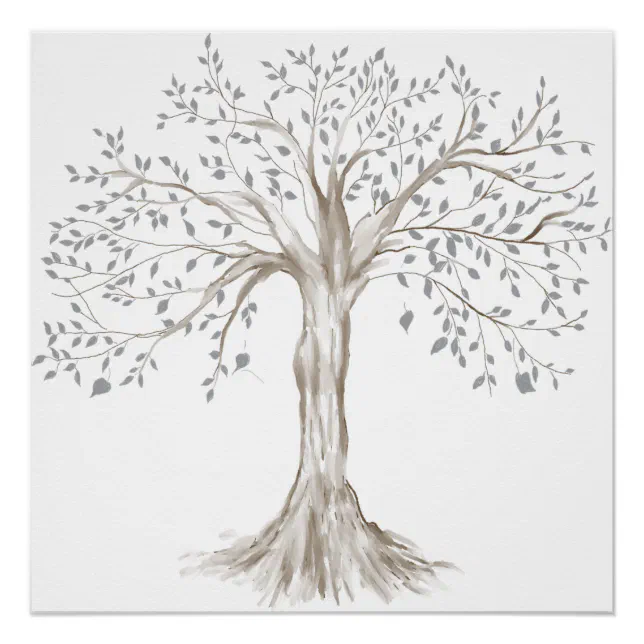 Watercolor Family Tree Clipart Poster | Zazzle