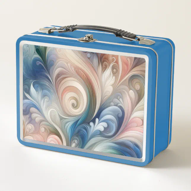 Watercolor Fantasy Floral Pastel Blue & Cream Metal Lunch Box | Zazzle