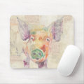 Watercolor Farm Collage Pig Mouse Pad | Zazzle