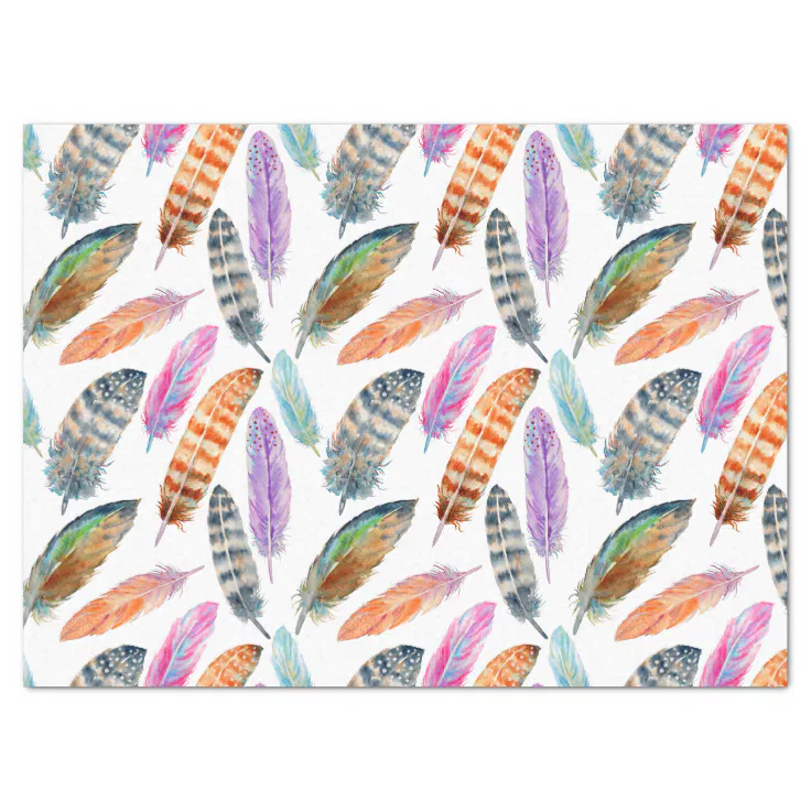 Watercolor Feathers Tissue Paper | Zazzle