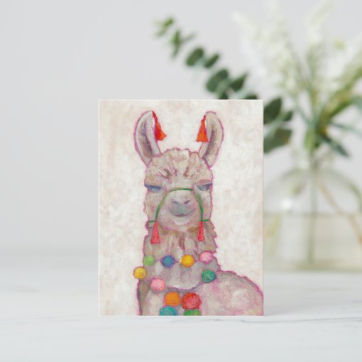 Watercolor Festival Llama Postcard | Zazzle